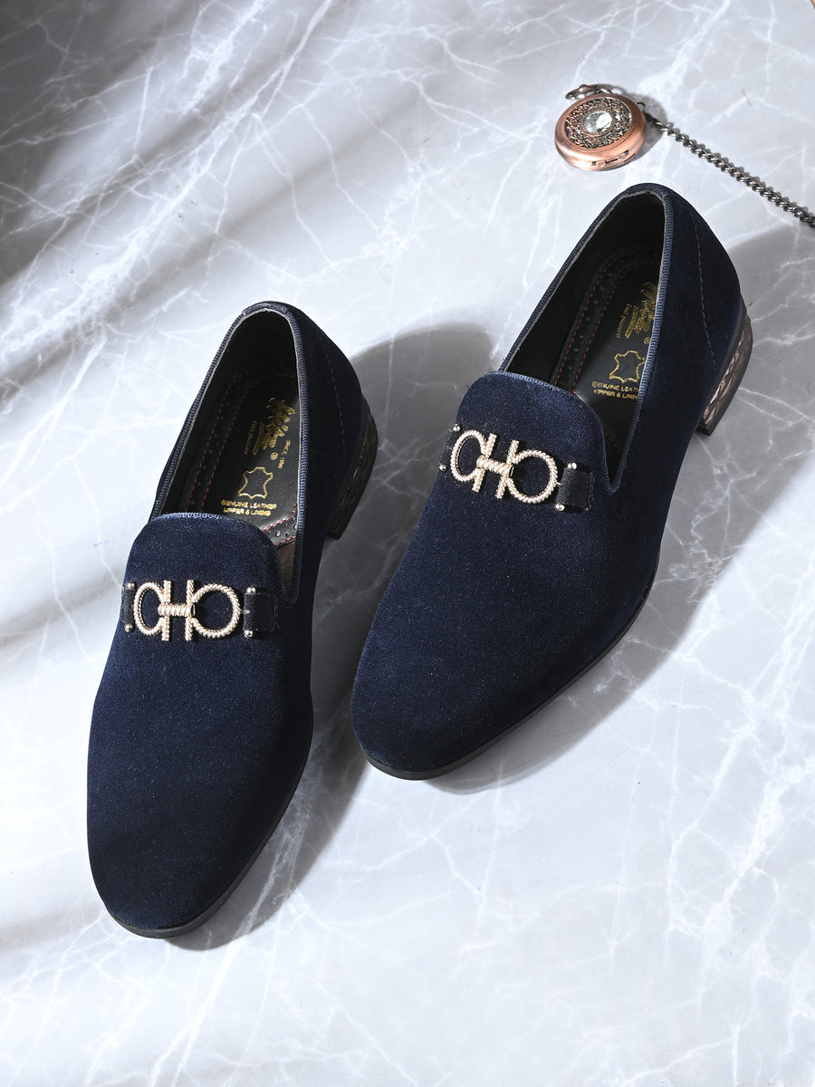 Hitz Men's Blue Velvet Party Wear shoes – Hitz Shoes Online