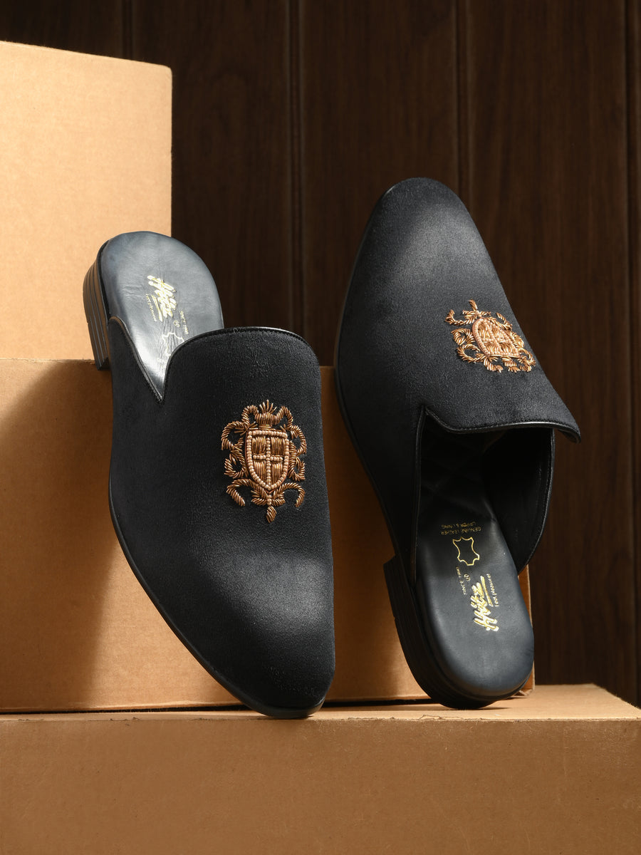 Hitz Men's Black Velvet Moles Shoes – Hitz Shoes Online