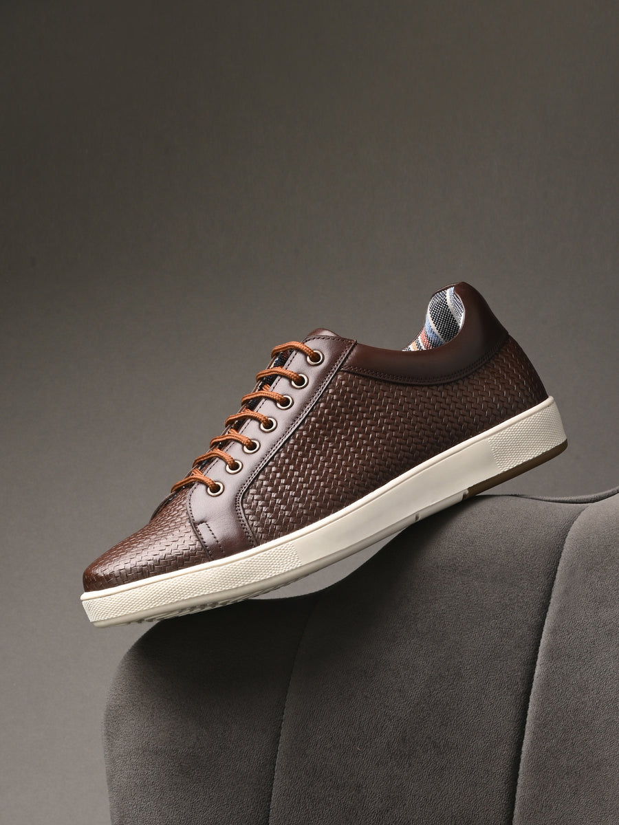 HITZSN_10-Men's Brown Leather Lace-Up Sneaker – Hitz Shoes Online